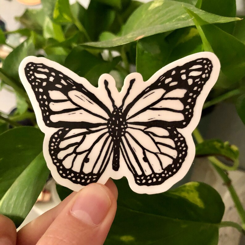 Monarch Butterfly Sticker | Vinyl Decal | Water-proof Sticker | Linocut ...