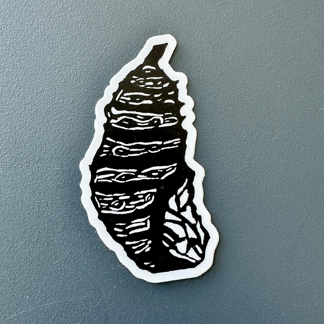 Monarch Chrysalis Sticker | Linocut Sticker | Vinyl Decal | Water-proof ...