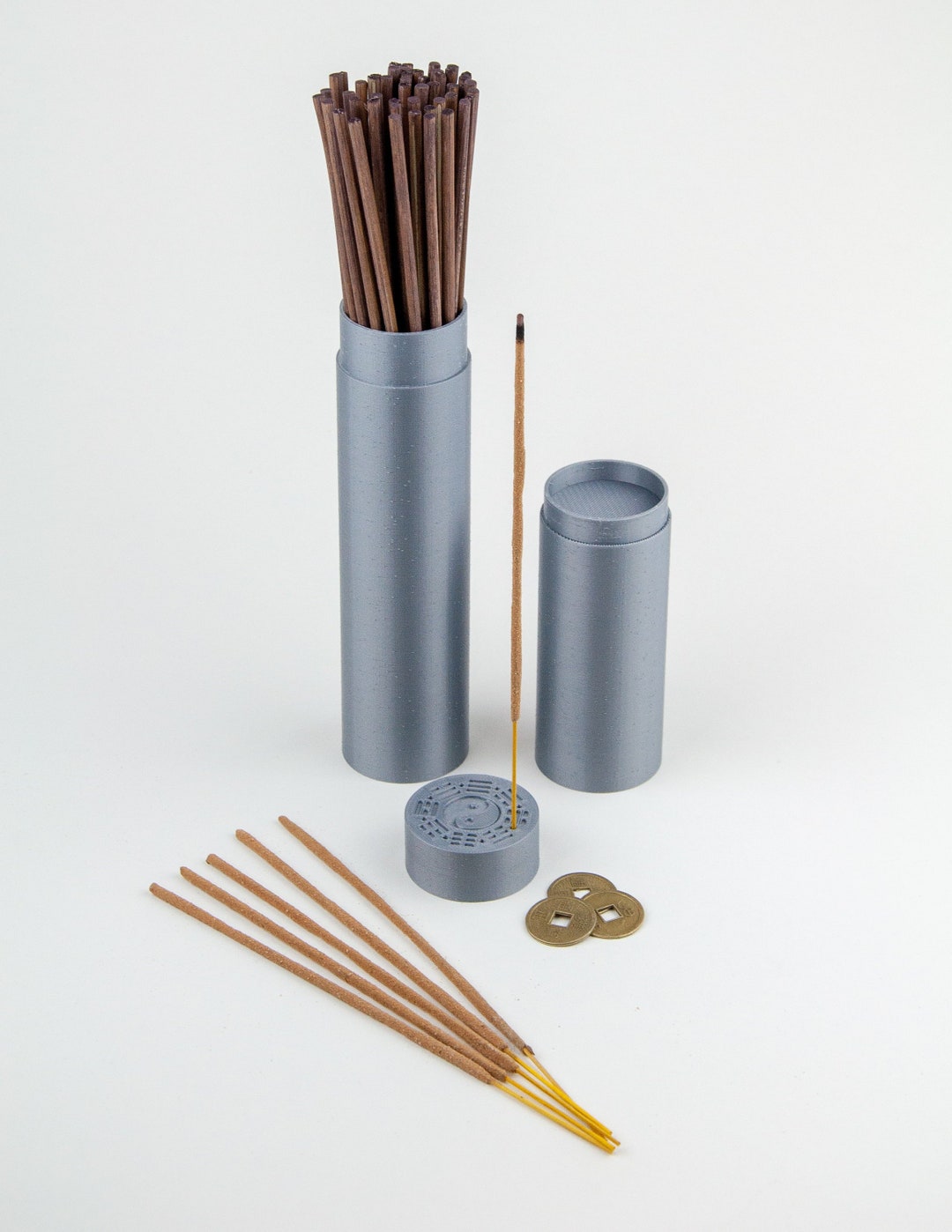 I Ching (yijing) Yarrow Stick & Coin Holder With 50 Bamboo Sticks and 3 ...