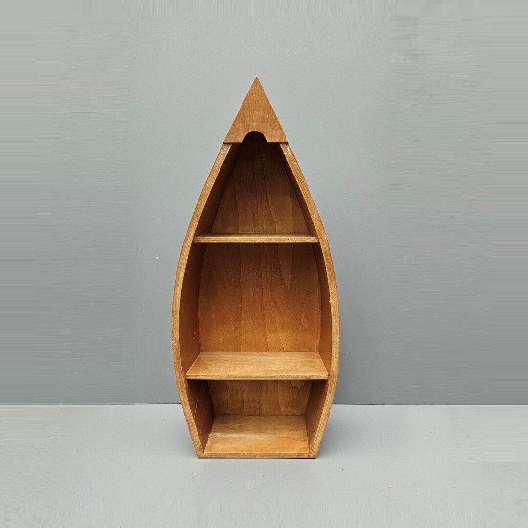 Vintage Boat Shaped Freestanding Shelf Unit Blue Nautical Maritime ...