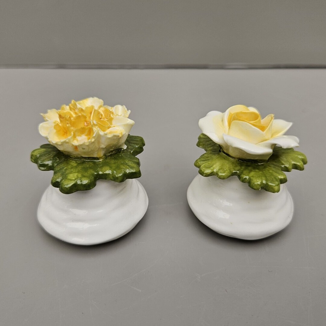 Aynsley Cruet Set Dainty 4.5cm Tall Boxed Hand Modelled Posy Yellow ...