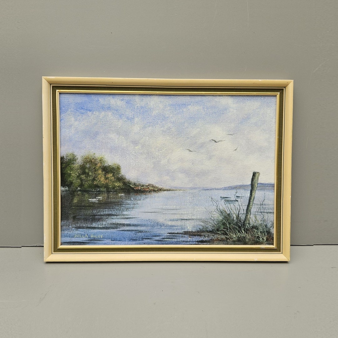 Vintage Original Painting on Board Signed by Della Riley Landscape ...