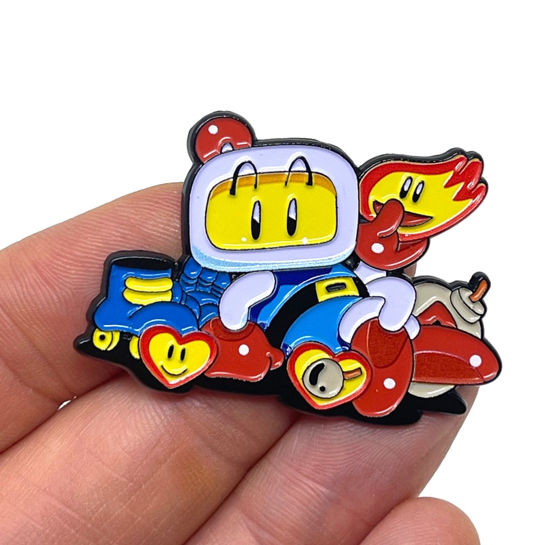 Super Bomberman for SNES, Bomberman and His Items 1.75” Enamel Pin and ...