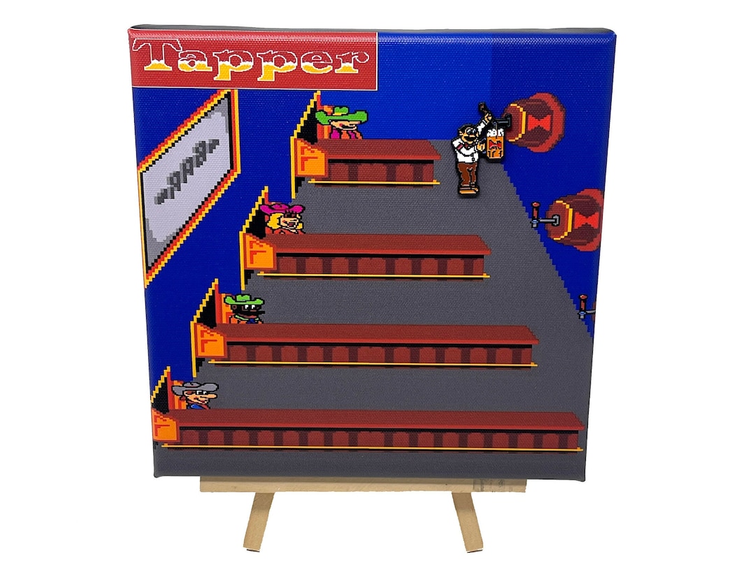 Tapper Bartender 1.5" Enamel Magnet on Tapper Arcade Game Stage 8"x8 ...