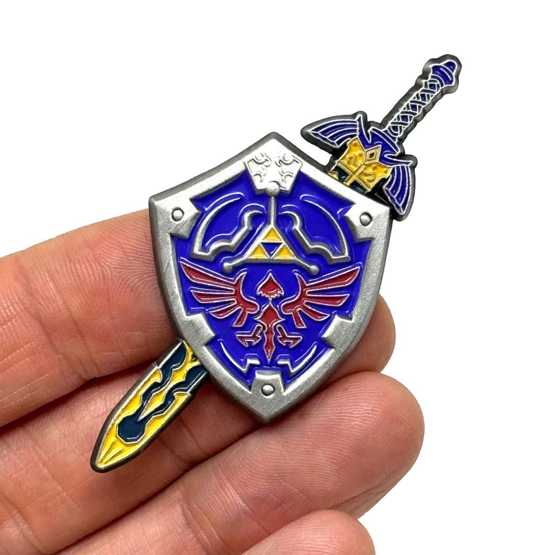 The Legend of Zelda, Hylian Shield Emblem 2” Enamel Pin and Magnet ...
