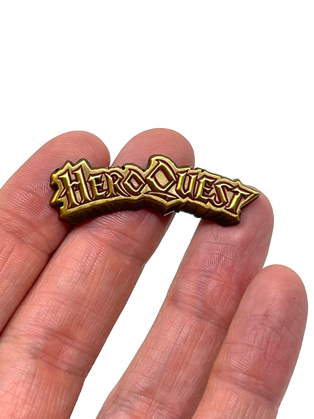 Hero Quest, Board Game Title Logo 1.5” 3D Metal Bronze Pin and Magnet ...