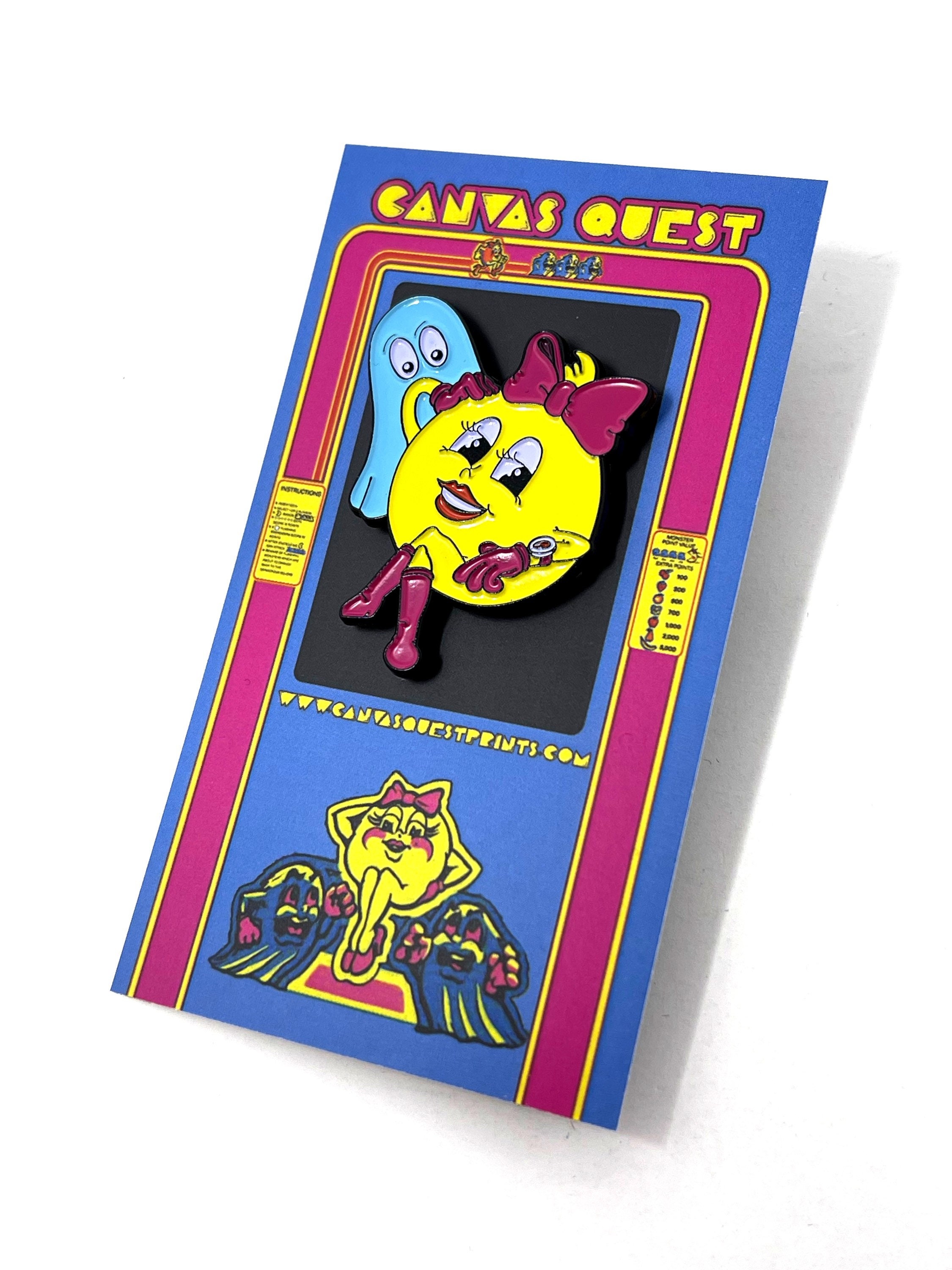 Ms. Pac-man Arcade Art With Ghost Inky 1.5 Enamel Pin and - Etsy