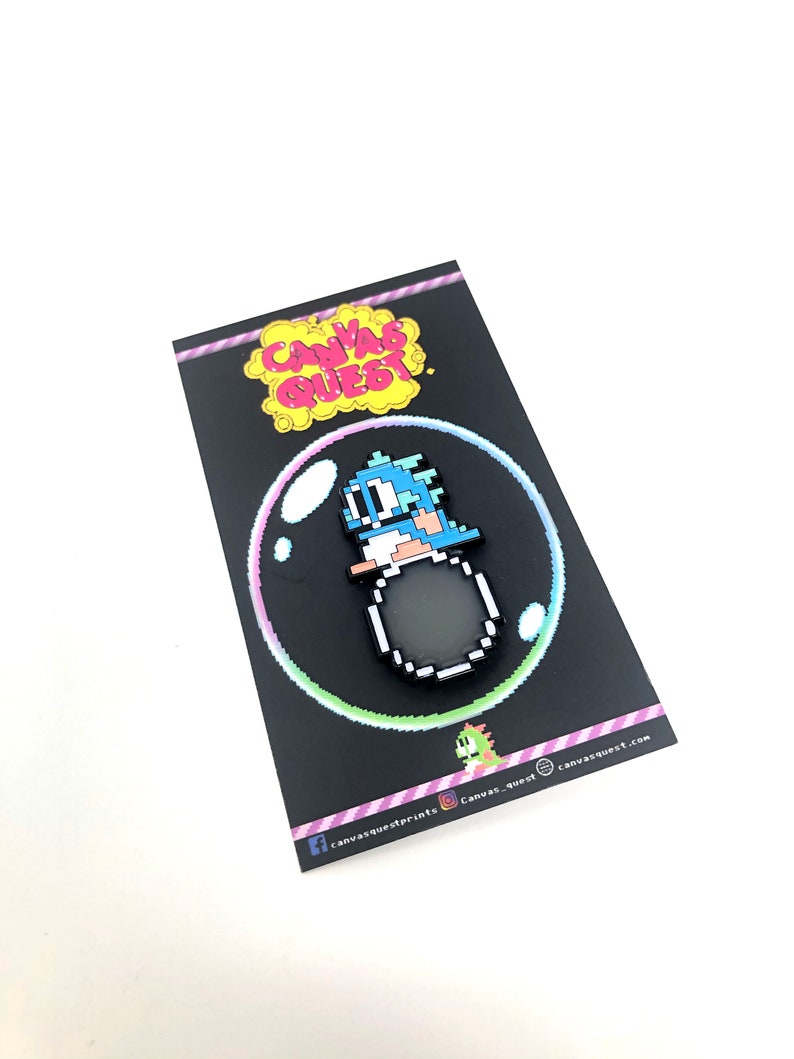 Bubble Bobble Bub and Bob on translucent bubble enamel pin | Etsy