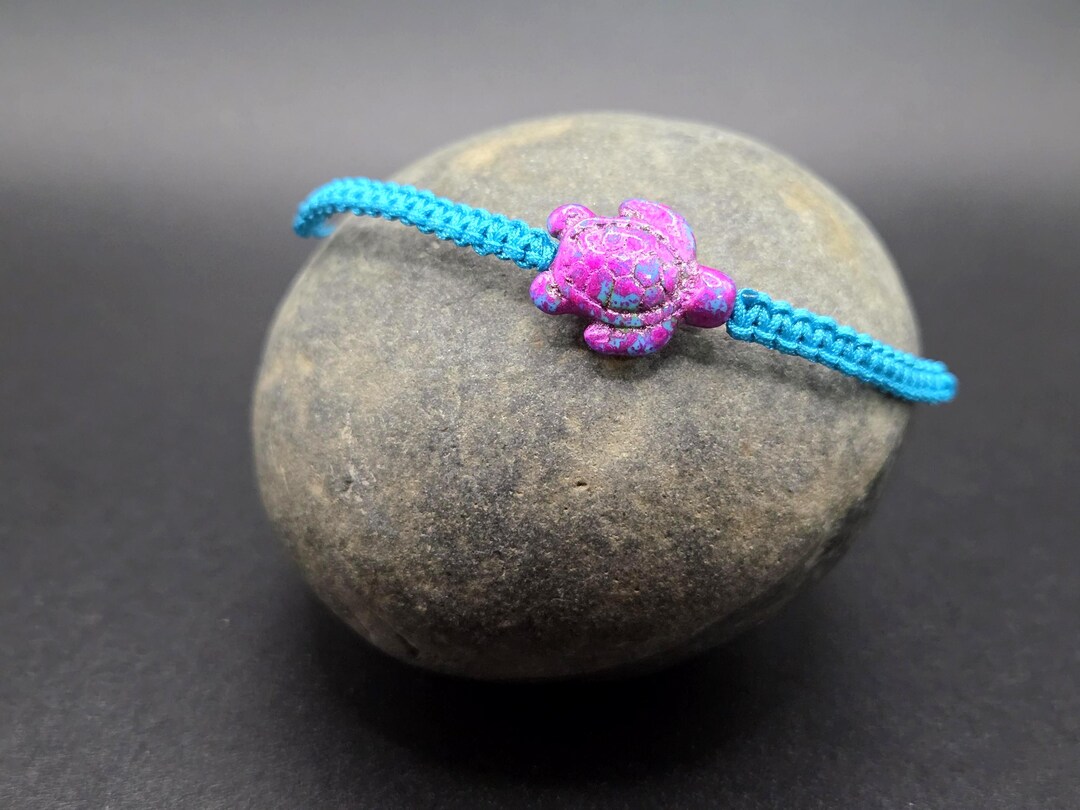 Sea Turtle Macramé Bracelet – Adjustable Sliding Knot, Kids or Adults ...
