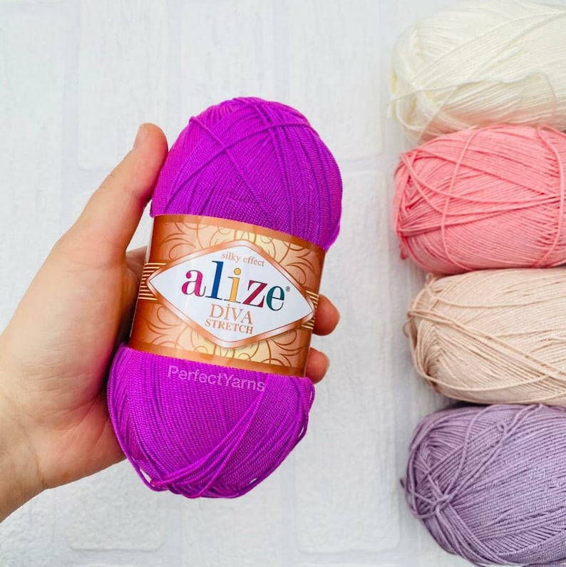 Alize Diva Stretch Yarn Elastic yarn 100 grams 400 meters | Etsy