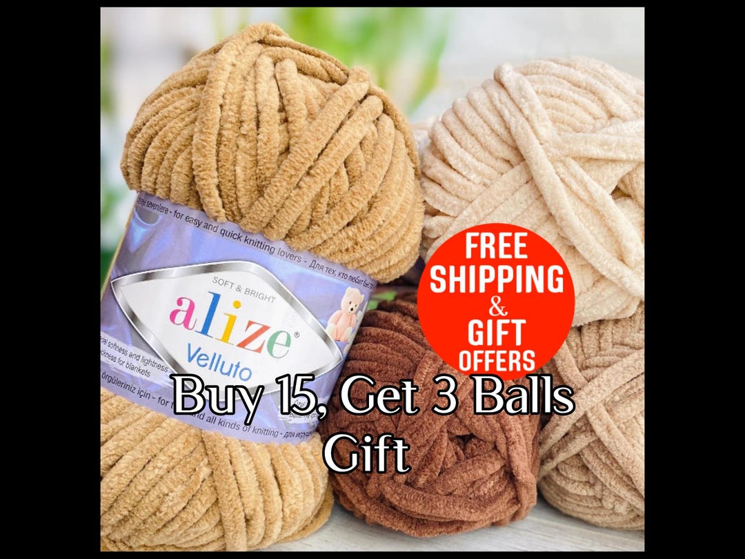 Alize Velluto Yarn – Super Soft Velvet Chenille Chuny Amigurumi Yarn ...