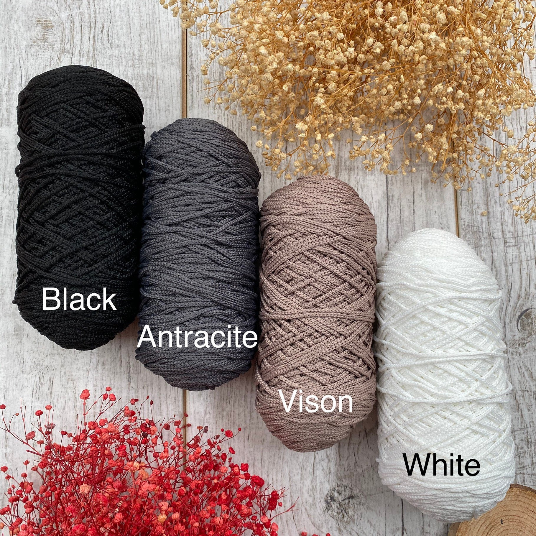 Polyester macrame yarn 3 mm 165 meters 240 grams 541 ft | Etsy