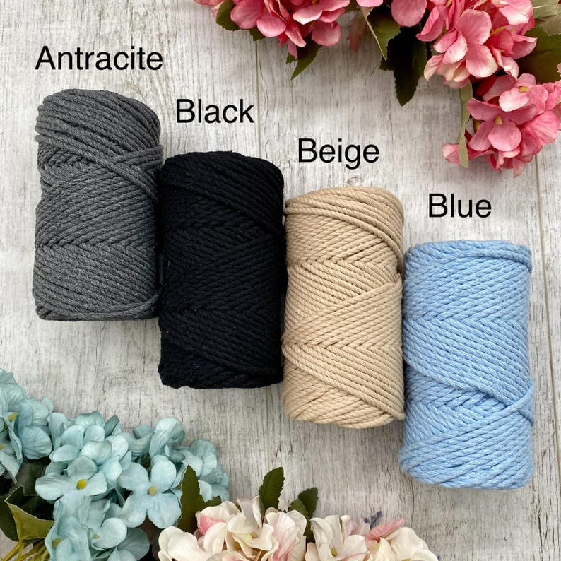 Macrame Cord 4mm, Cotton Cord Rope Yarn, 100% Recycled Cotton, Triple ...