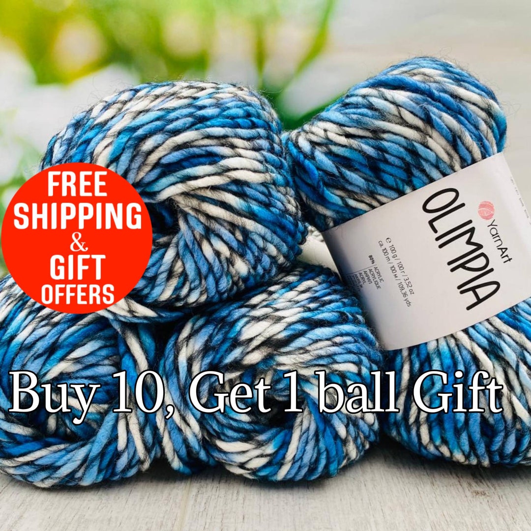 Yarnart Olimpia Yarn, Super Bulky Wool Yarn, Multicolor Yarn, 80% ...