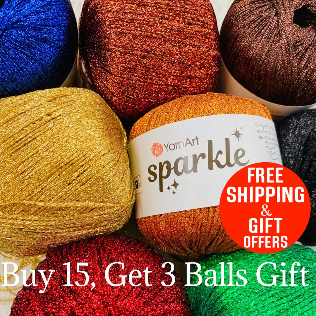 Glitter Metallic Yarn, Yarnart Sparkle Yarns, 60% Metallic Polyester, Sparkly Polyamide Yarn ...