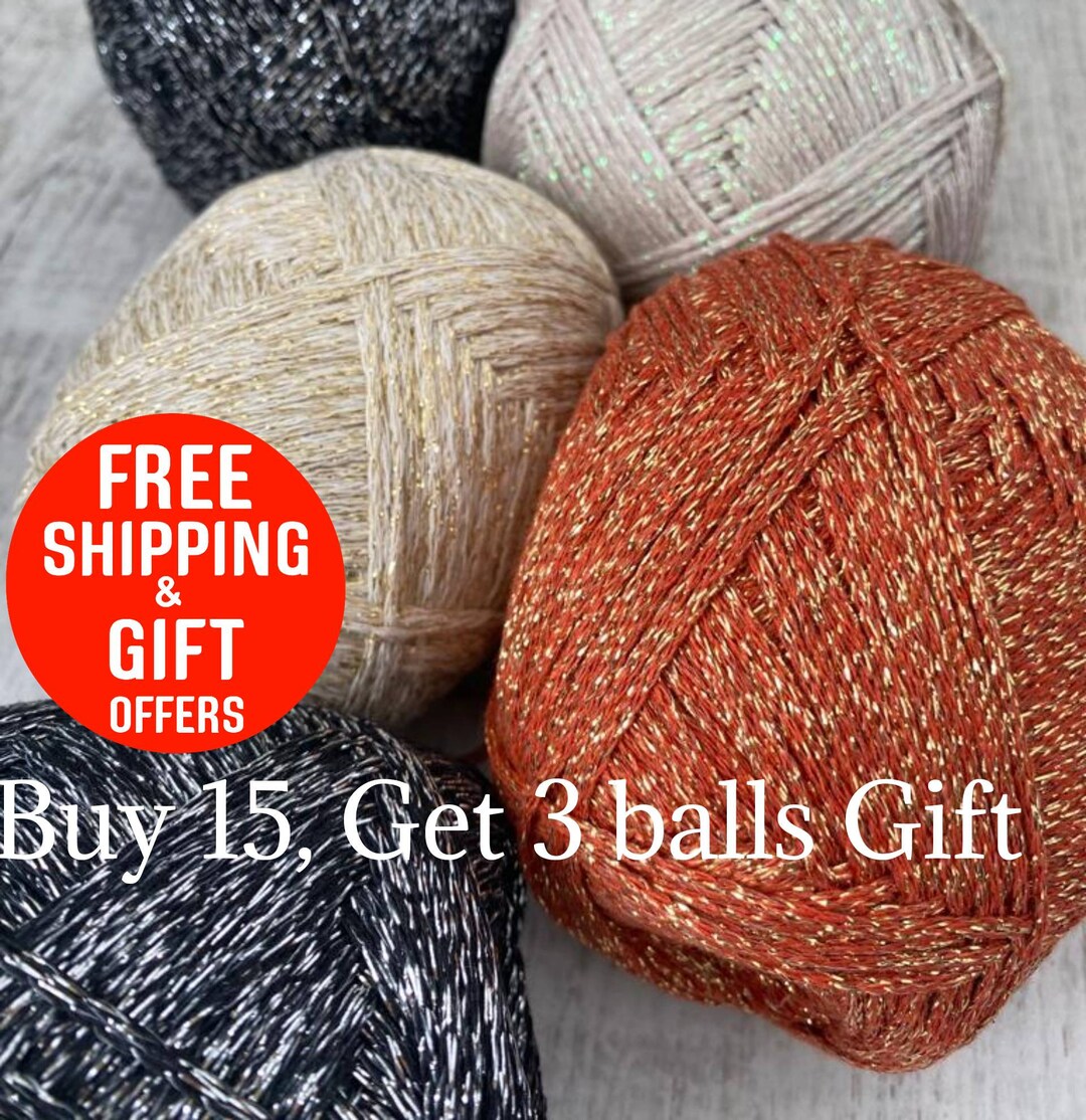 Cotton Glitter Yarn: Metallic Crochet Knitting Yarn (100g, 230m) - Etsy