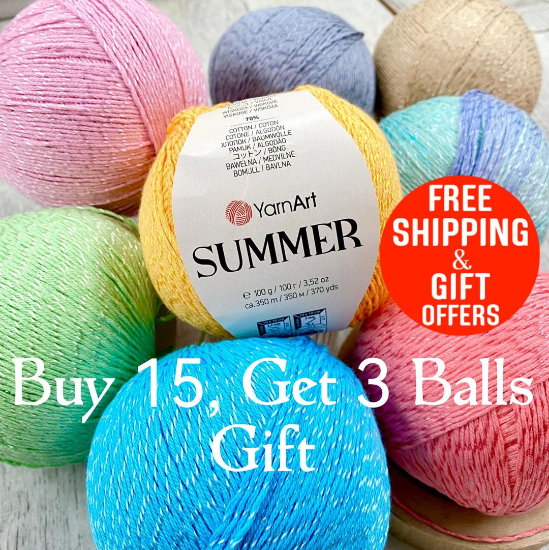 Yarnart Summer Cotton Blend Yarn: Lightweight Crochet Knit (382yd 3.5oz ...