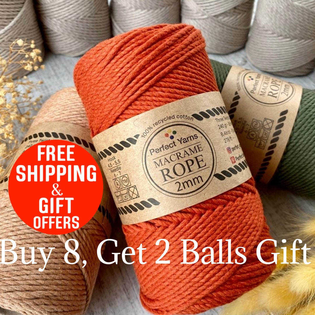 Buy Cotton Rope 2mm Recyled, Triple Strand, Macrame Keychains, Macrame ...