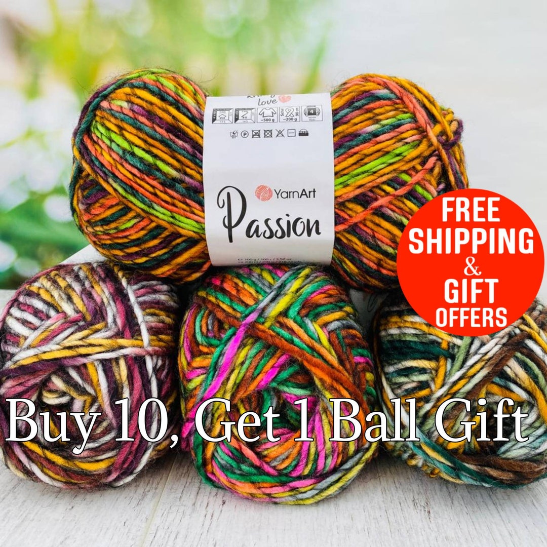 Multicolor Knitting Yarn, Yarnart Passion Yarn, Acrylic Yarn, Soft ...