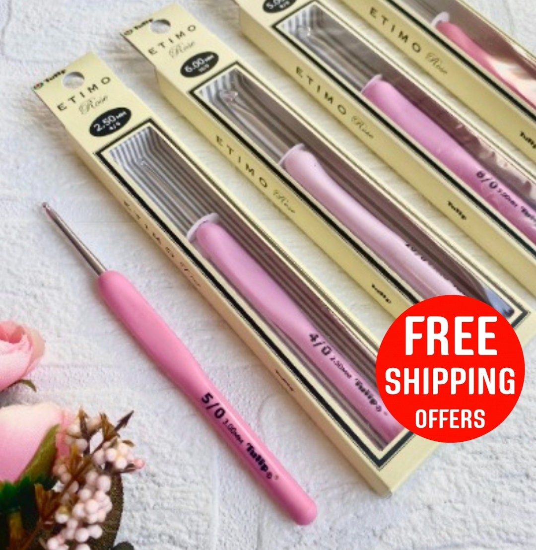 Tulip Etimo Rose Crochet Hook, Pink Tulip, Pink Soft Grip Crochet Hook ...
