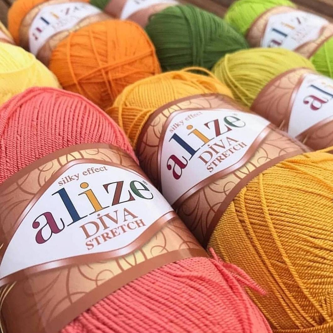 Alize Diva Stretch Yarn Elastic yarn 100 grams 400 meters | Etsy