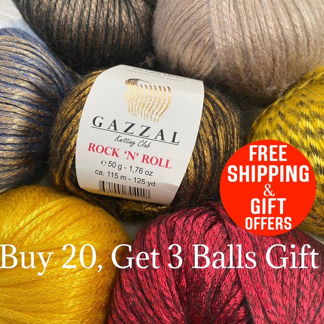 Shiny Wool Yarn, Gazzal Rocknroll Yarn, Brocade, Metallic, Lurex, Soft ...