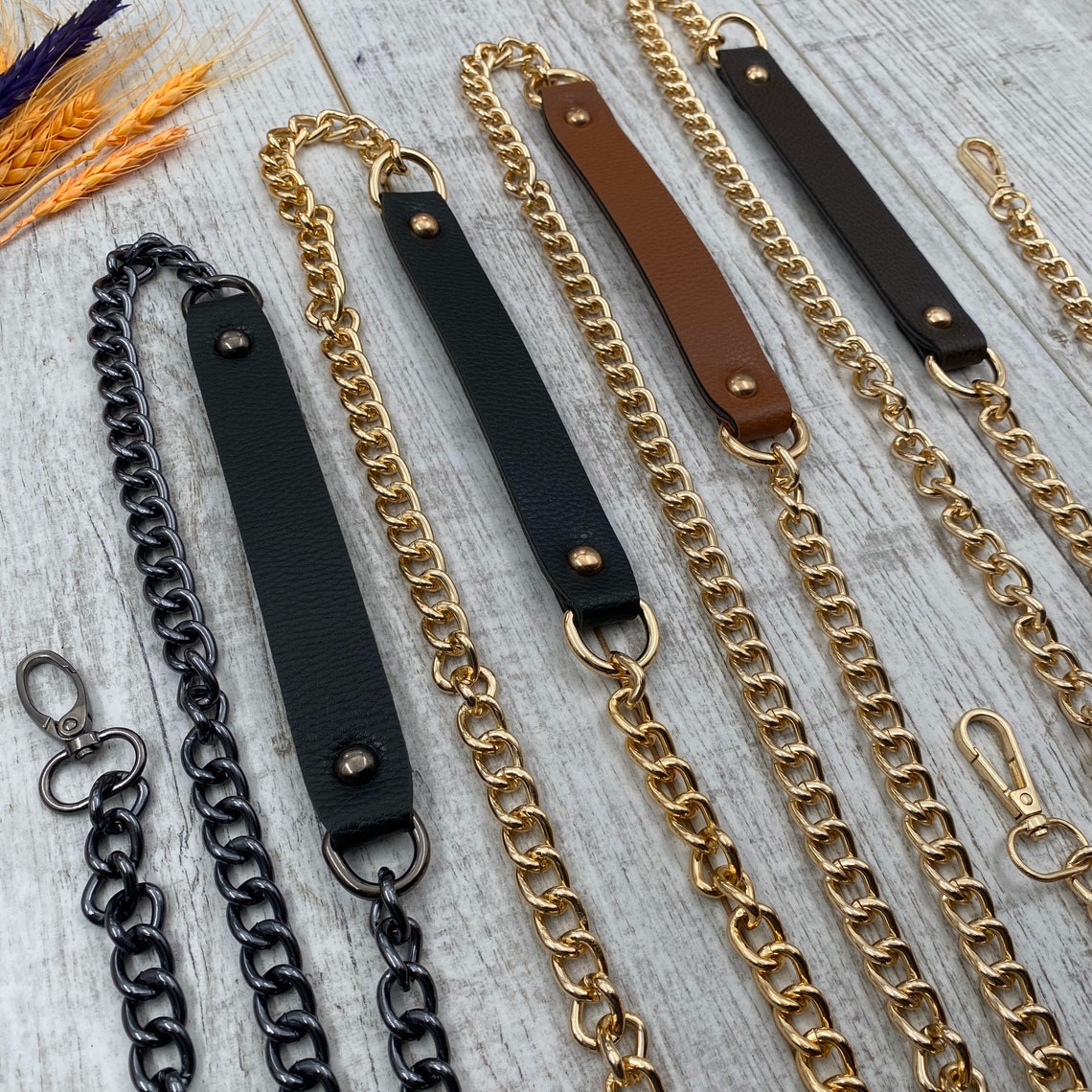 Bag Chain Handle Chain Bag Supplies Faux Leather and Chain - Etsy