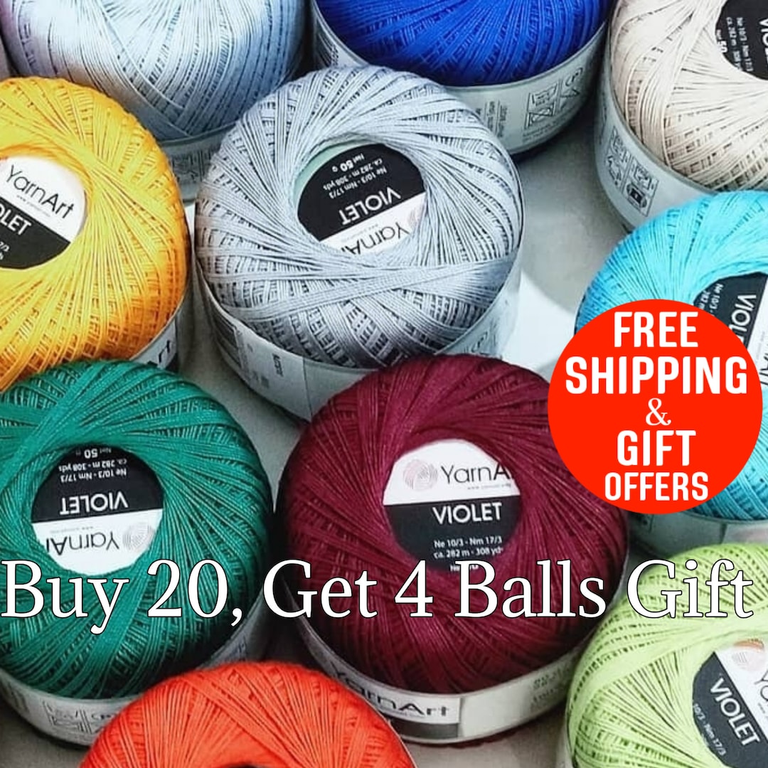 10 Size Thread, Yarnart Violet Melange Yarn, Summer Yarns, Mercerized ...