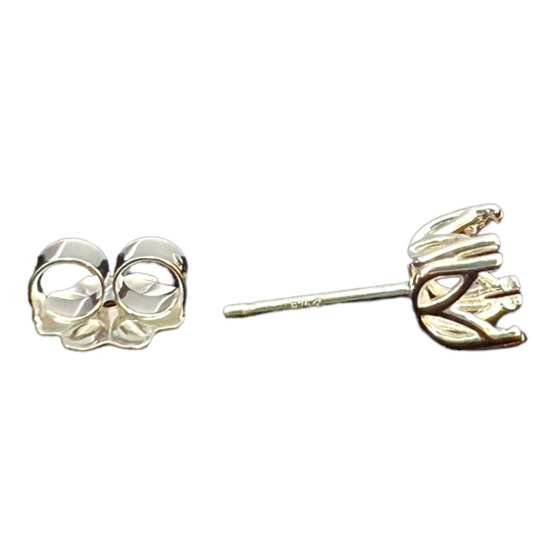 Round Lab-made Ruby Sterling Silver Double Prong Stud Earrings: Tulip ...