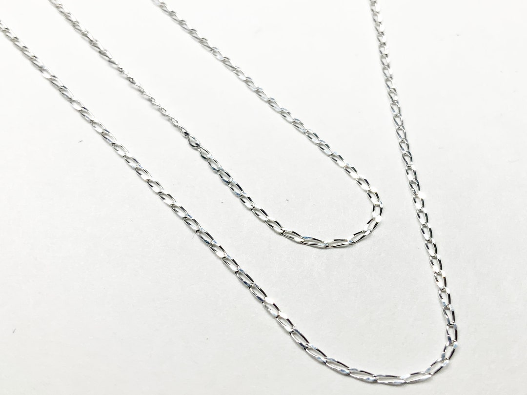 Sterling Silver Diamond-cut Elongated Curb Chain 0.8mm for - Etsy