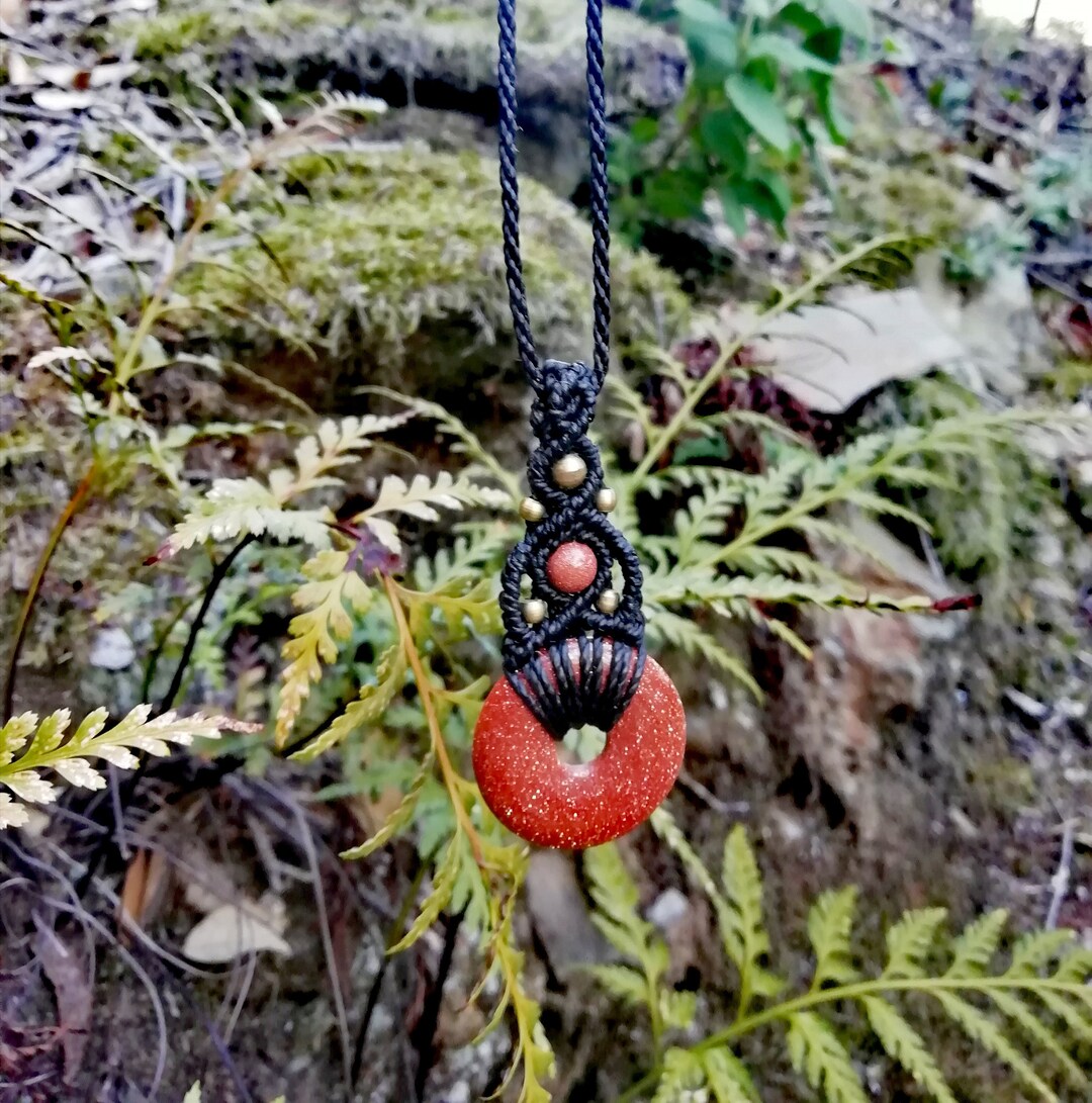 Sun Stone Macramé Pendant/ Pendants With Amethyst and Sun Stone/amatist ...
