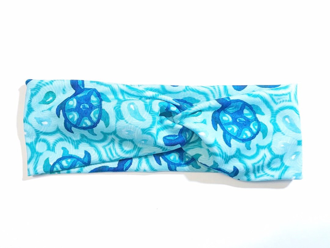 HEADBAND / Turquoise Turtles Headband / Turban Headband / Knotted ...
