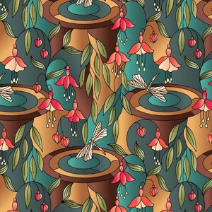 Reflections - Fuchsia & Dragonflies Reflections - Half Yard - Etsy