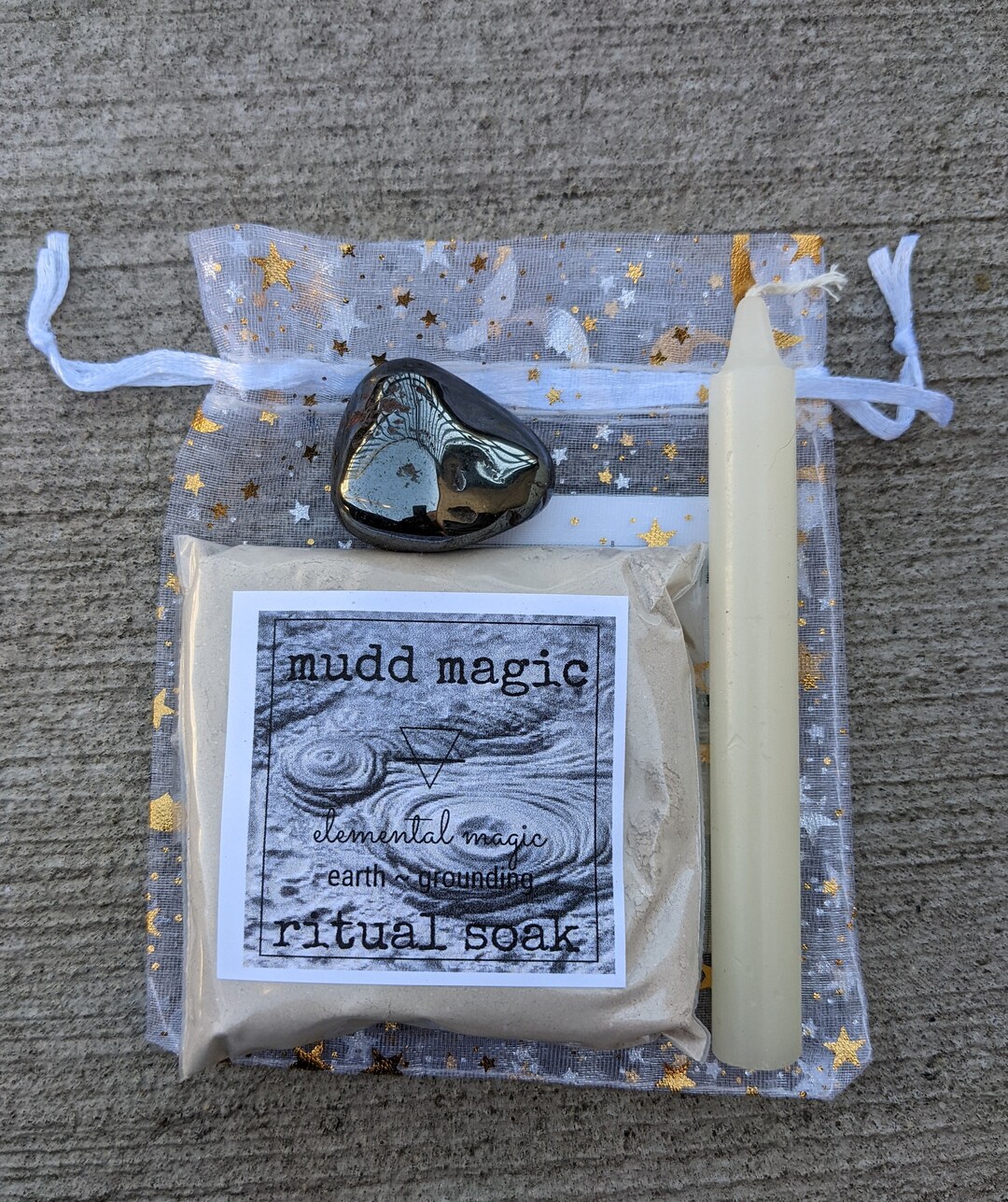Mudd Magic Ritual Bath Soak: Grounding Clary Sage, Hematite Stone - Etsy
