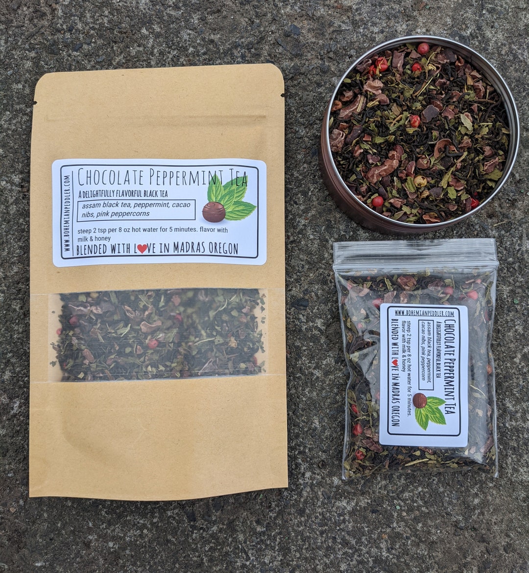 Chocolate Peppermint Black Tea: Cacao Nibs & Pink Peppercorns - Etsy