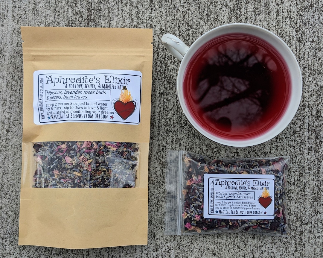 Aphrodite's Elixir Herbal Tea: Hibiscus, Lavender & Rose - Caffeine ...