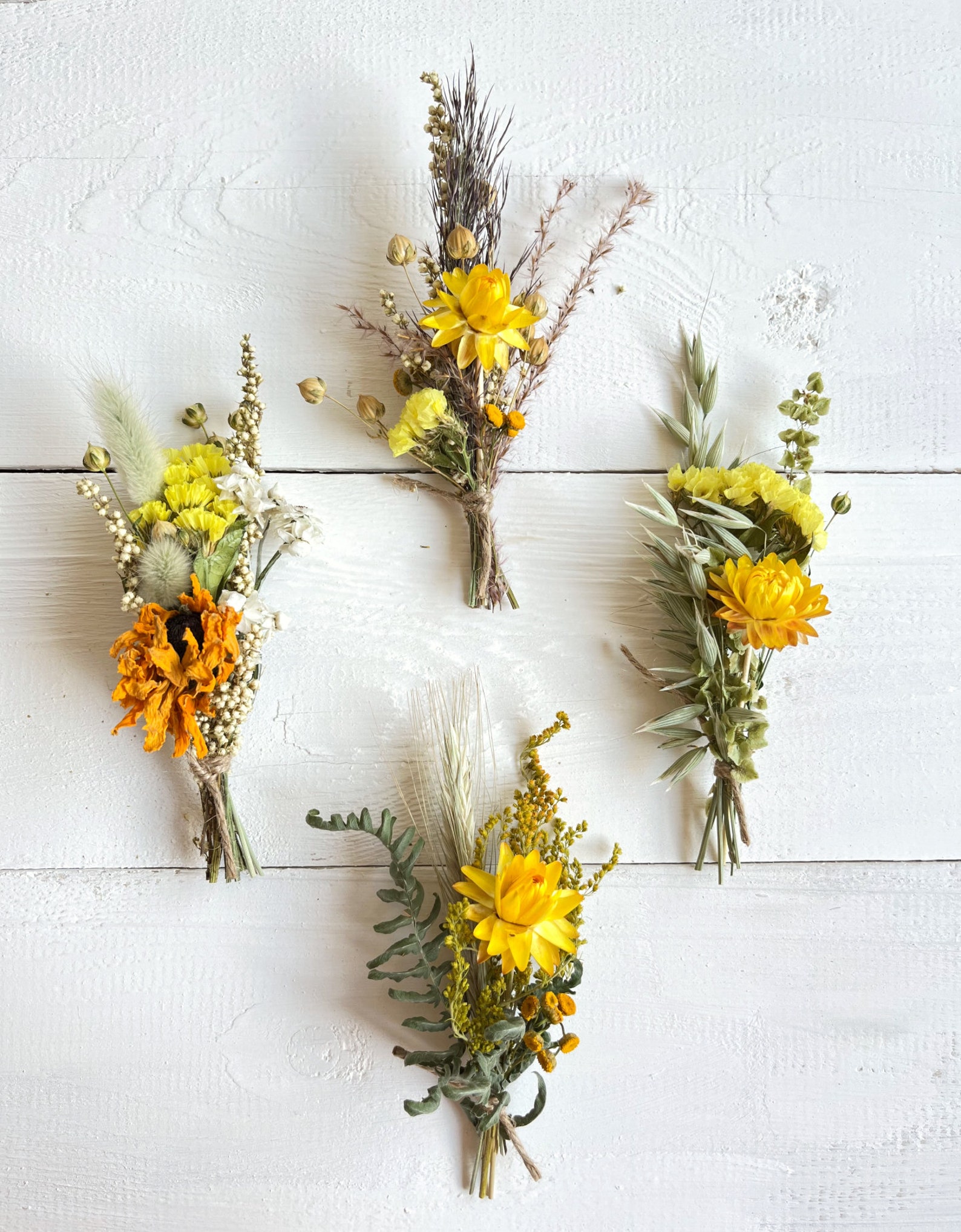 Mini Dried Flower Bouquet SET, Wedding Favors, Mini Posies, Gift ...