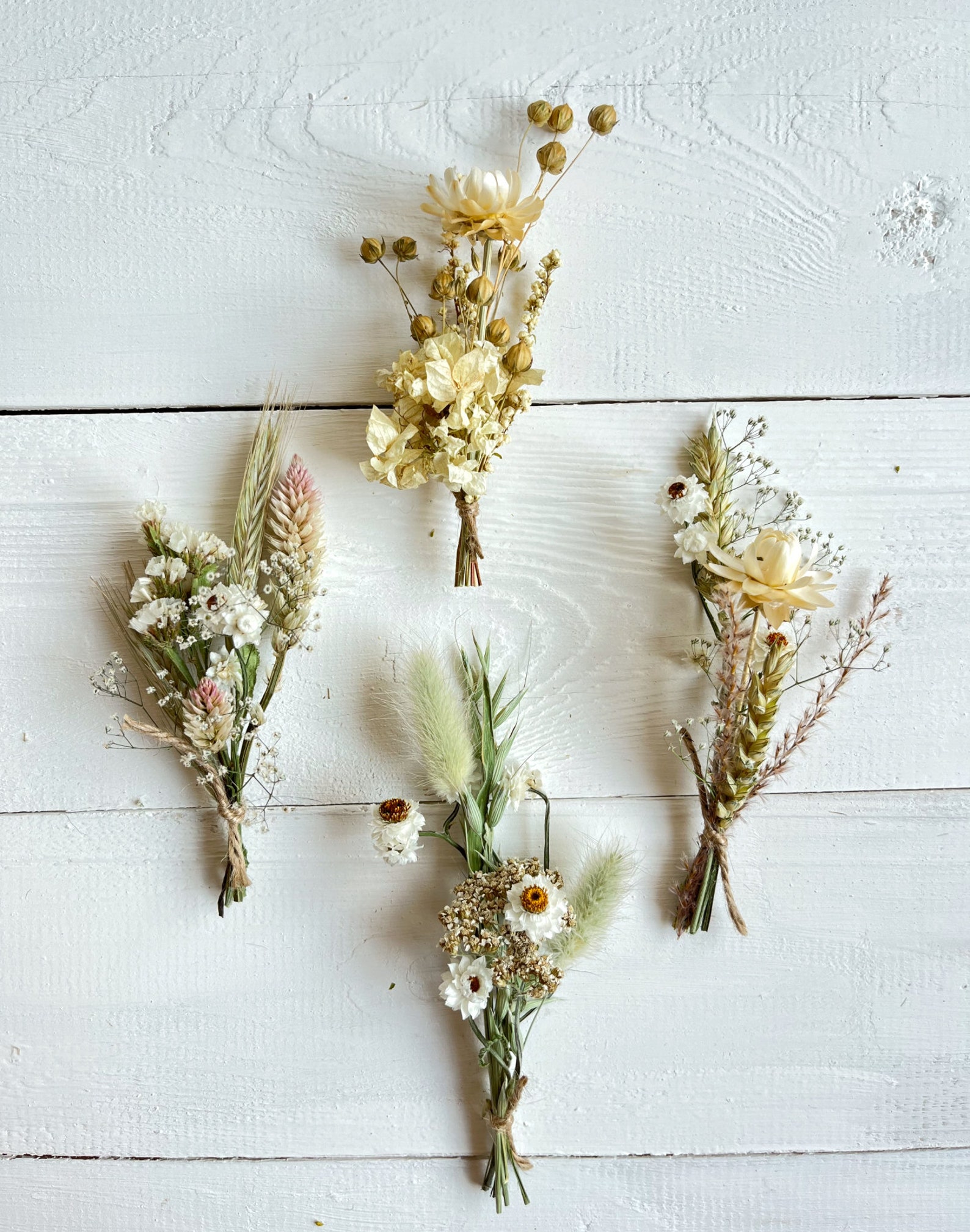 Mini Dried Flower Bouquet SET, Wedding Favors, Mini Posies, Gift ...