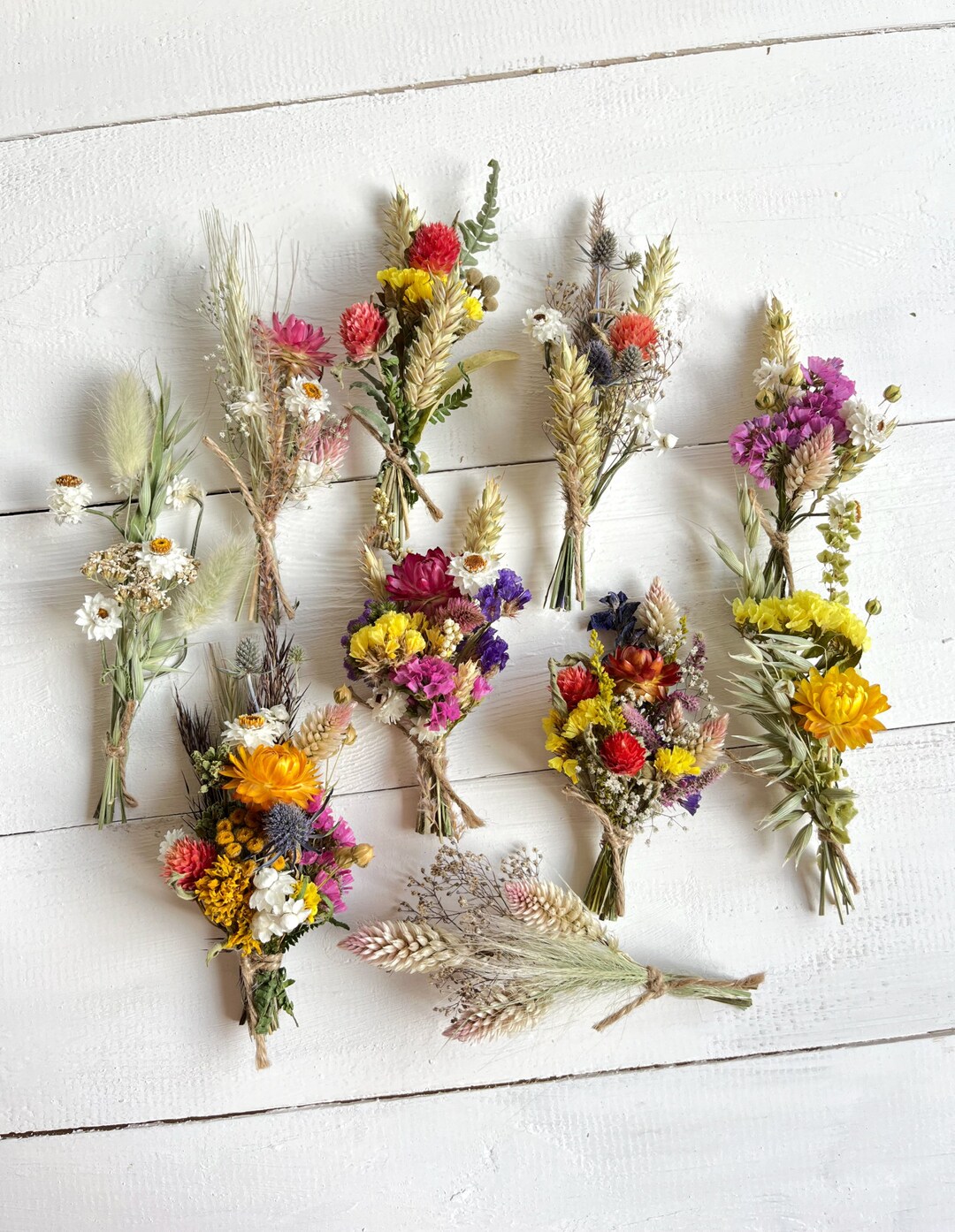 Mini Dried Flower Bouquet SET, Wedding Favors, Mini Posies, Gift ...