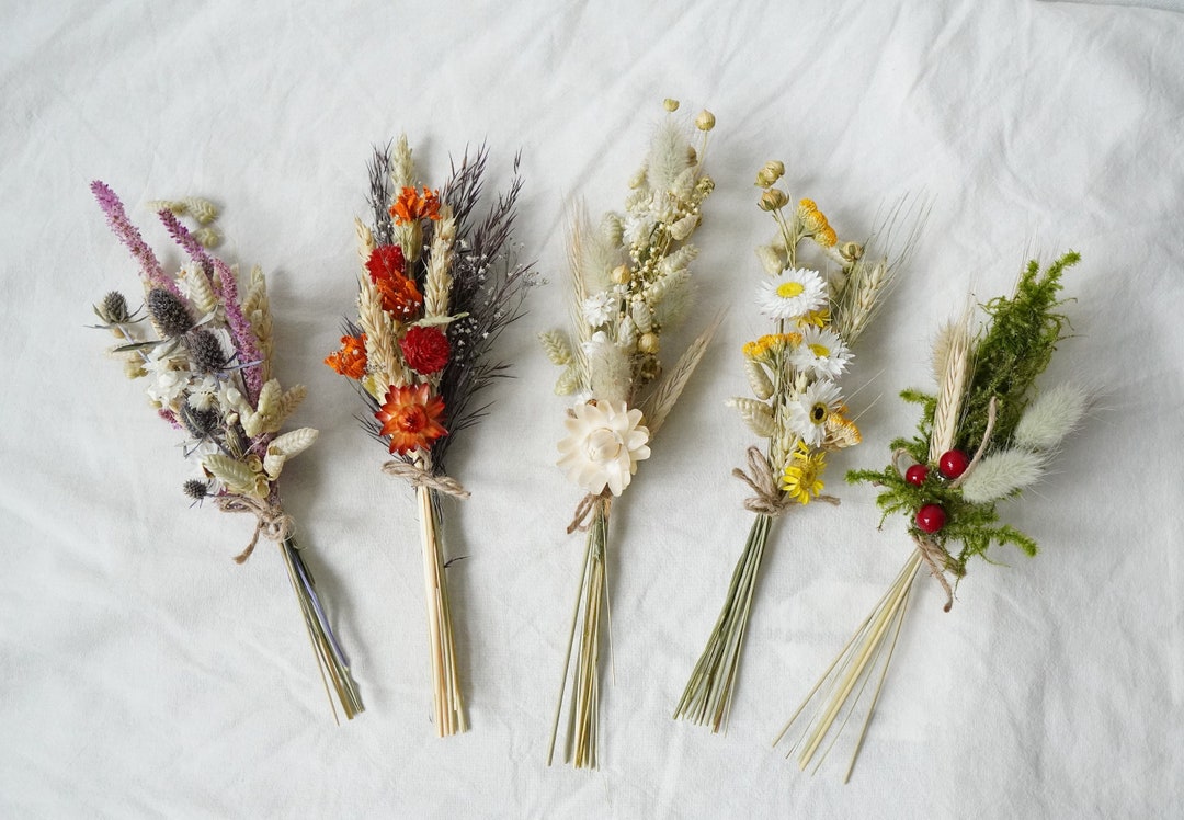 Mini Dried Flower Bouquet Mix, Small Dry Floral Arrangements Keepsakes ...