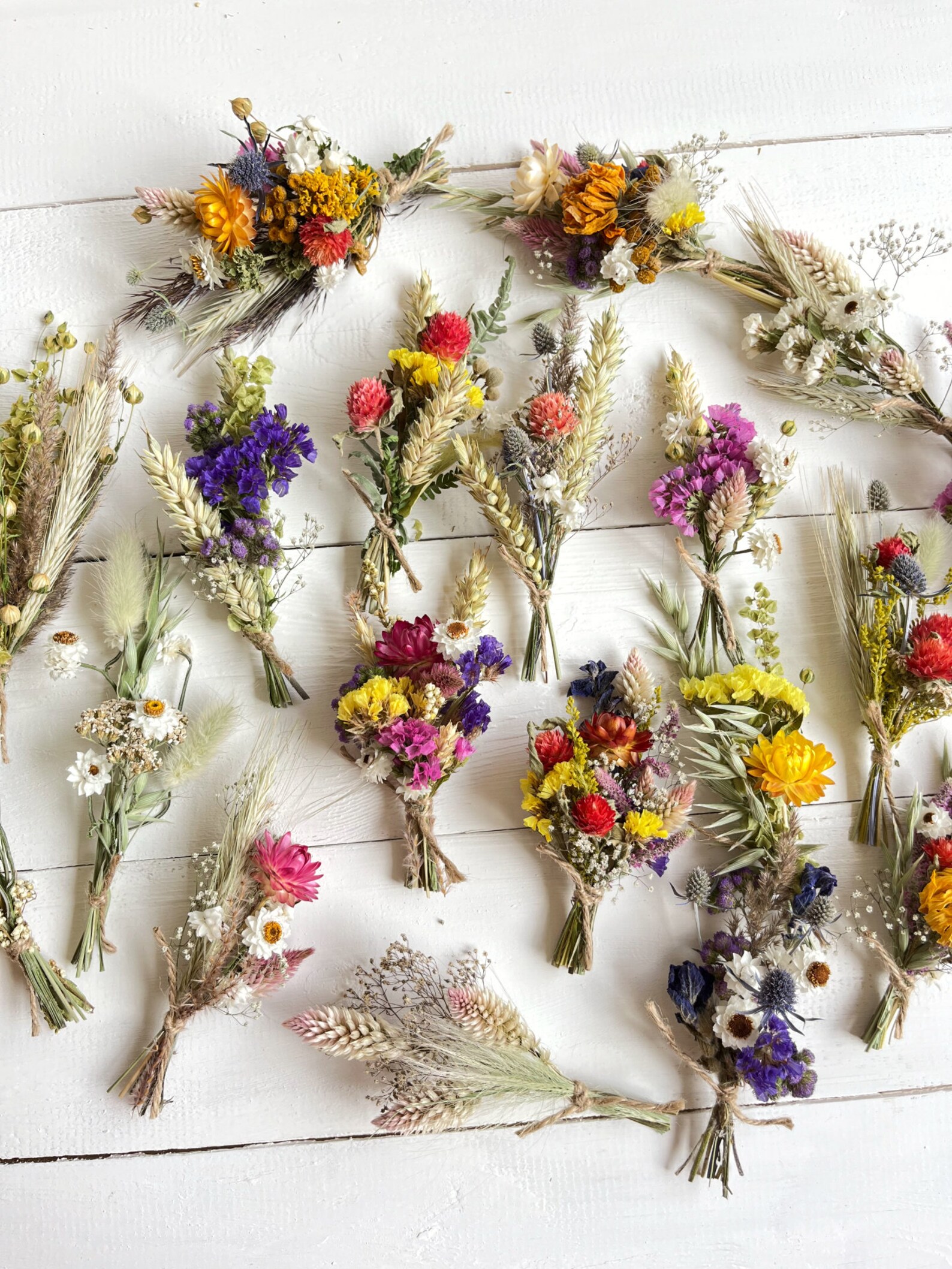 Mini Dried Flower Bouquet SET, Wedding Favors, Mini Posies, Gift ...