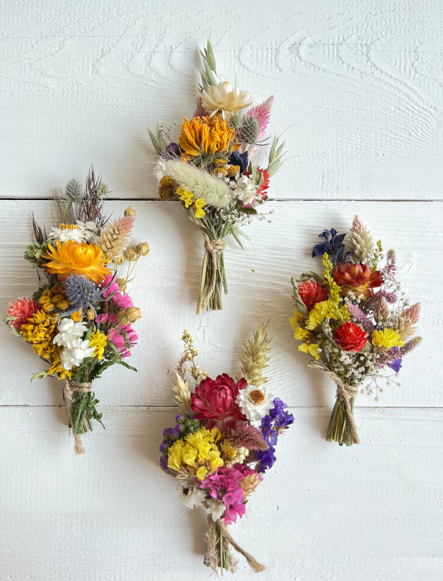 Mini Dried Flower Bouquet SET, Wedding Favors, Mini Posies, Gift ...