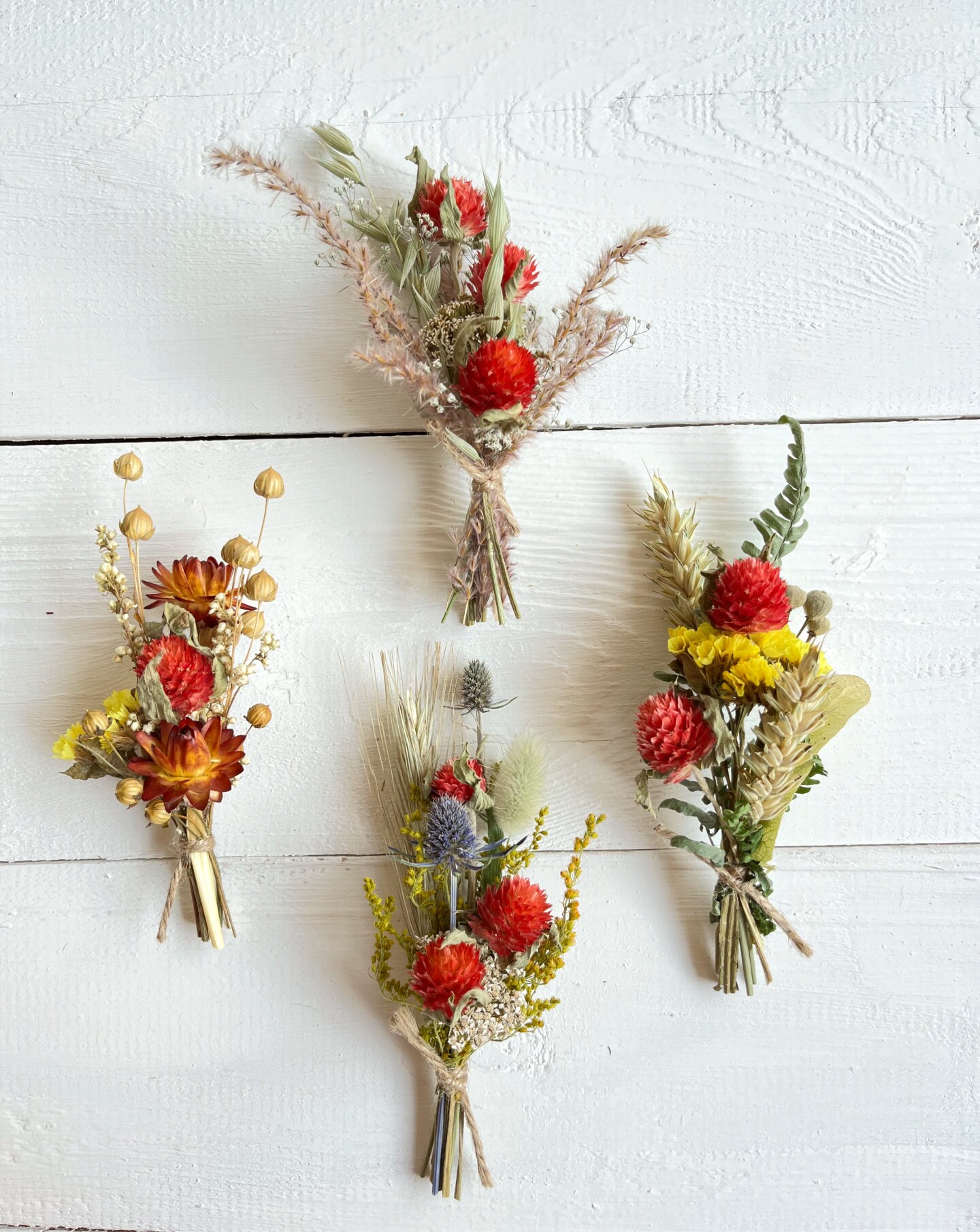 Mini Dried Flower Bouquet SET, Wedding Favors, Mini Posies, Gift ...