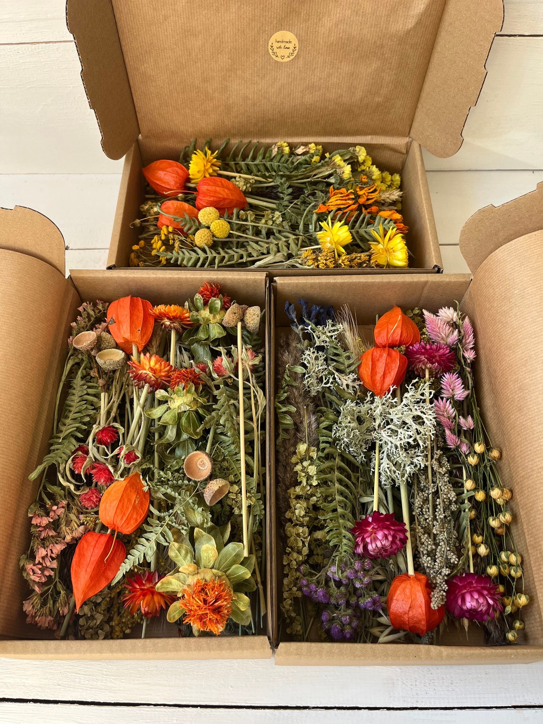 Rustic Dried Flower Craft Box: Organic Wildflower Stems, DIY Decor - Etsy