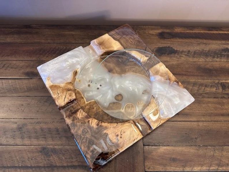 Live Edge Wood and Epoxy Cigar Ashtray, Personalized Home Decor - Etsy