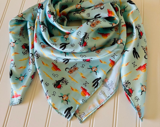 Western Wild Rag Punchy Wild Rag Satin Square Scarf Cowboy - Etsy