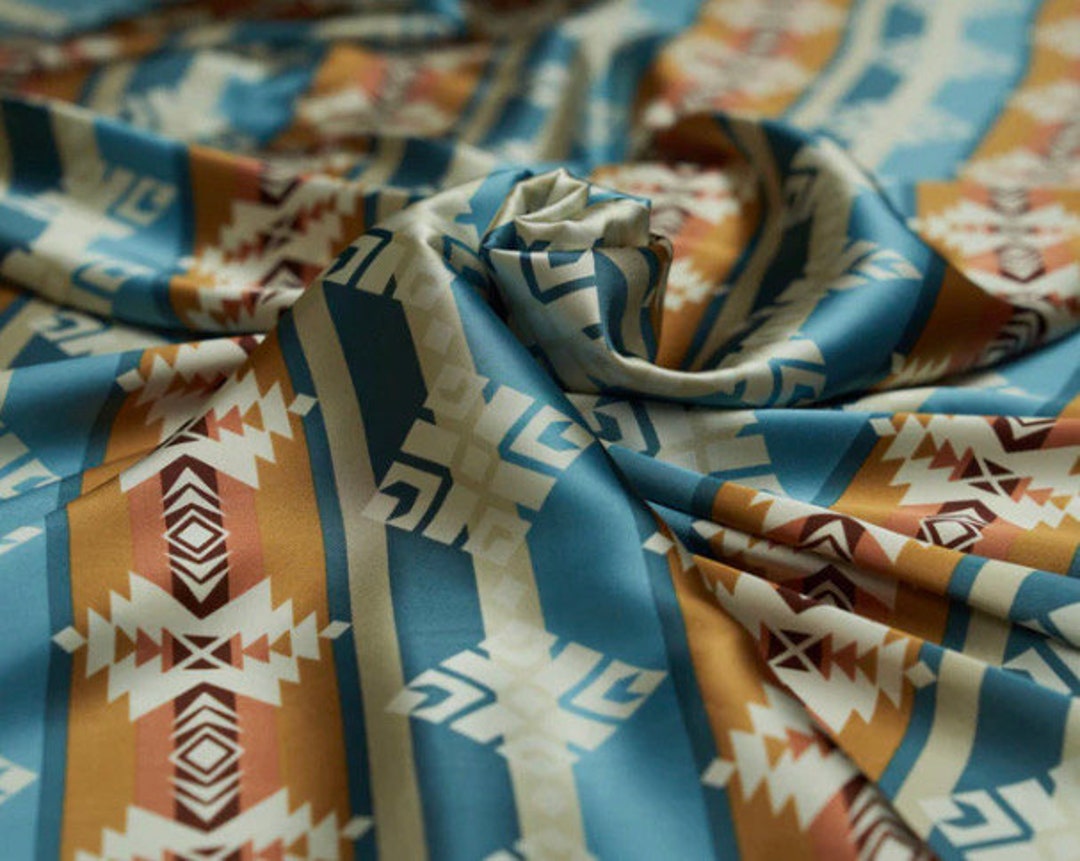 Blue & Gold Aztec Wild Rag, Satin Square Scarf, Wild Rags for Women ...