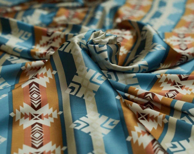 Blue & Gold Aztec Wild Rag, Satin Square Scarf, Wild Rags for Women ...