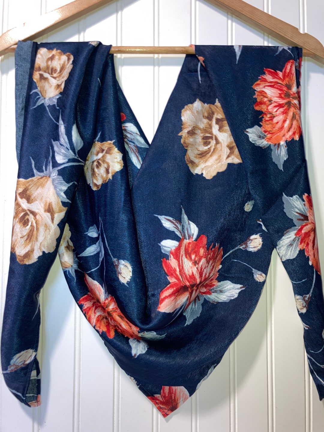 Navy Rose Wild Rag, Satin Square Scarf, Wild Rags for Women, Wild Rags ...