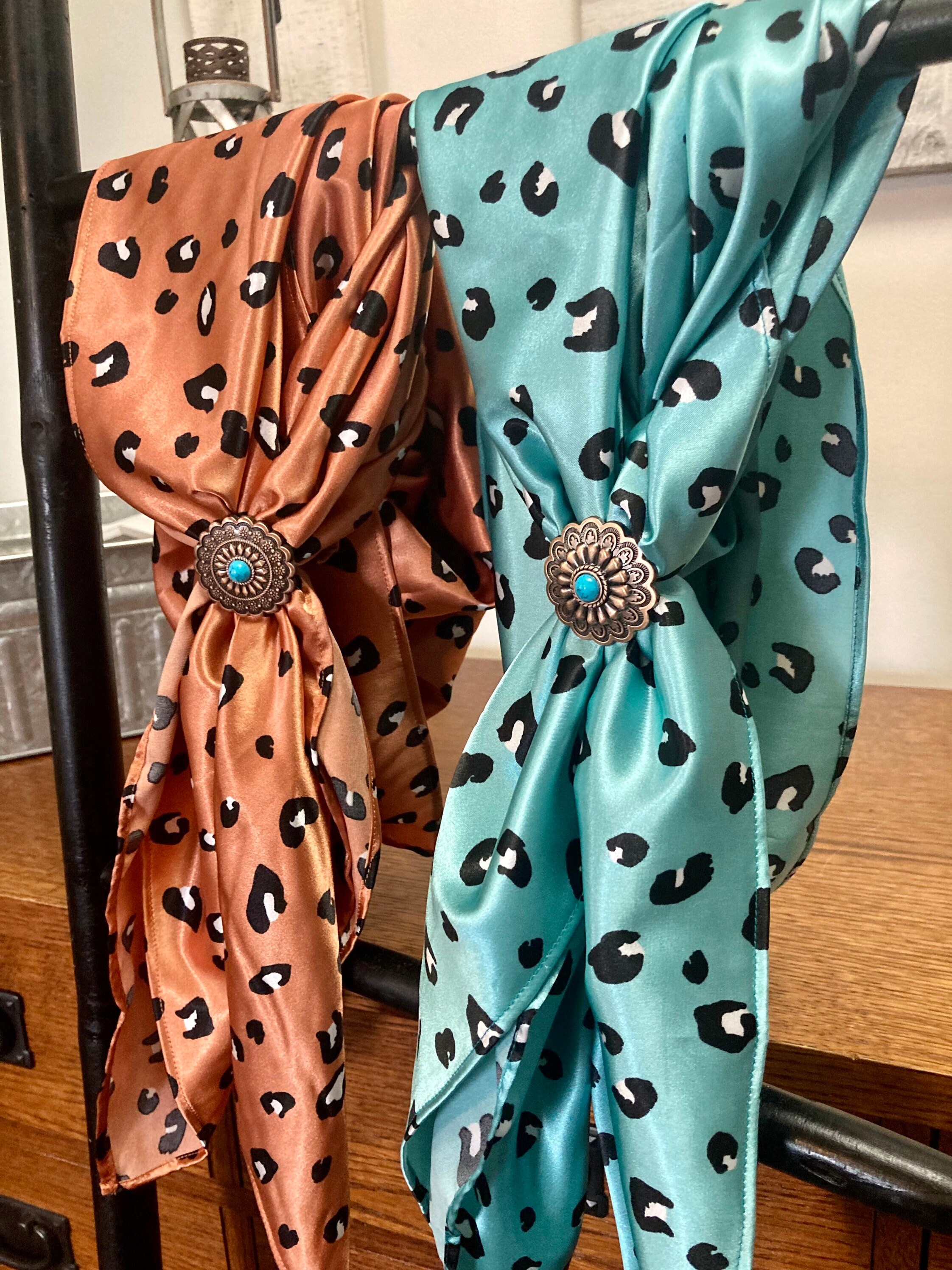 Turquoise Leopard Wild Rag Copper Leopard Wild Rag - Etsy